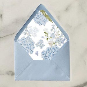Blue Hydrangea Wedding Vellum Liners Wraps Jackets Gatefold Liner Wrap ...