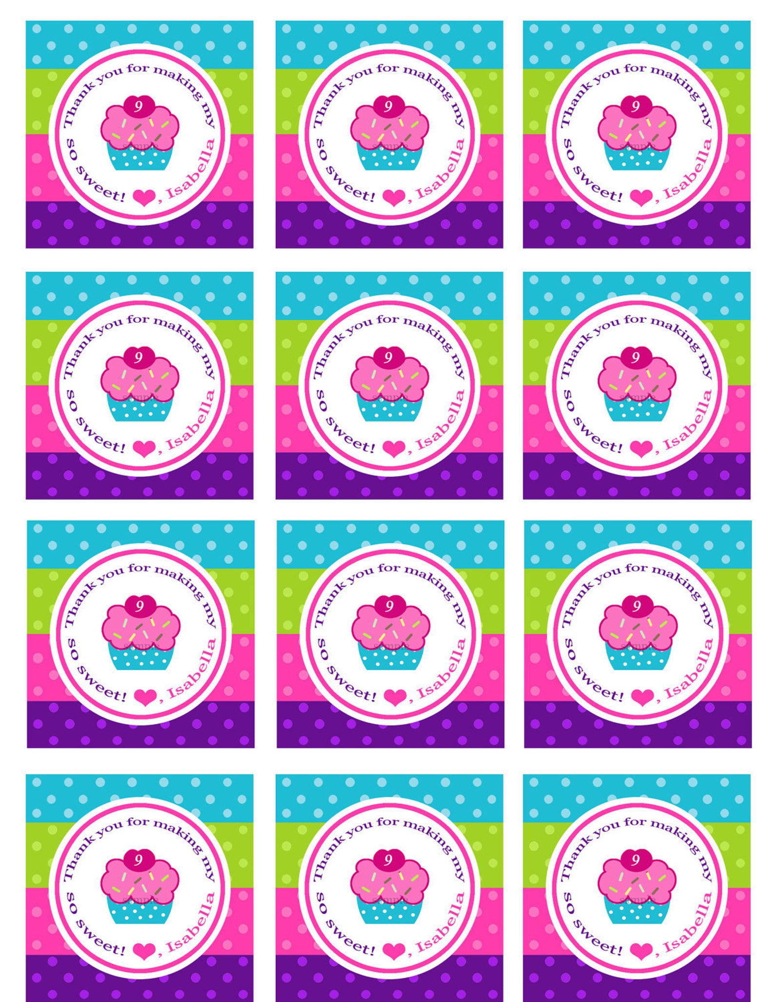 Printable Cupcake Favor Tag Cupcake Topper Gift Tag Sweet | Etsy