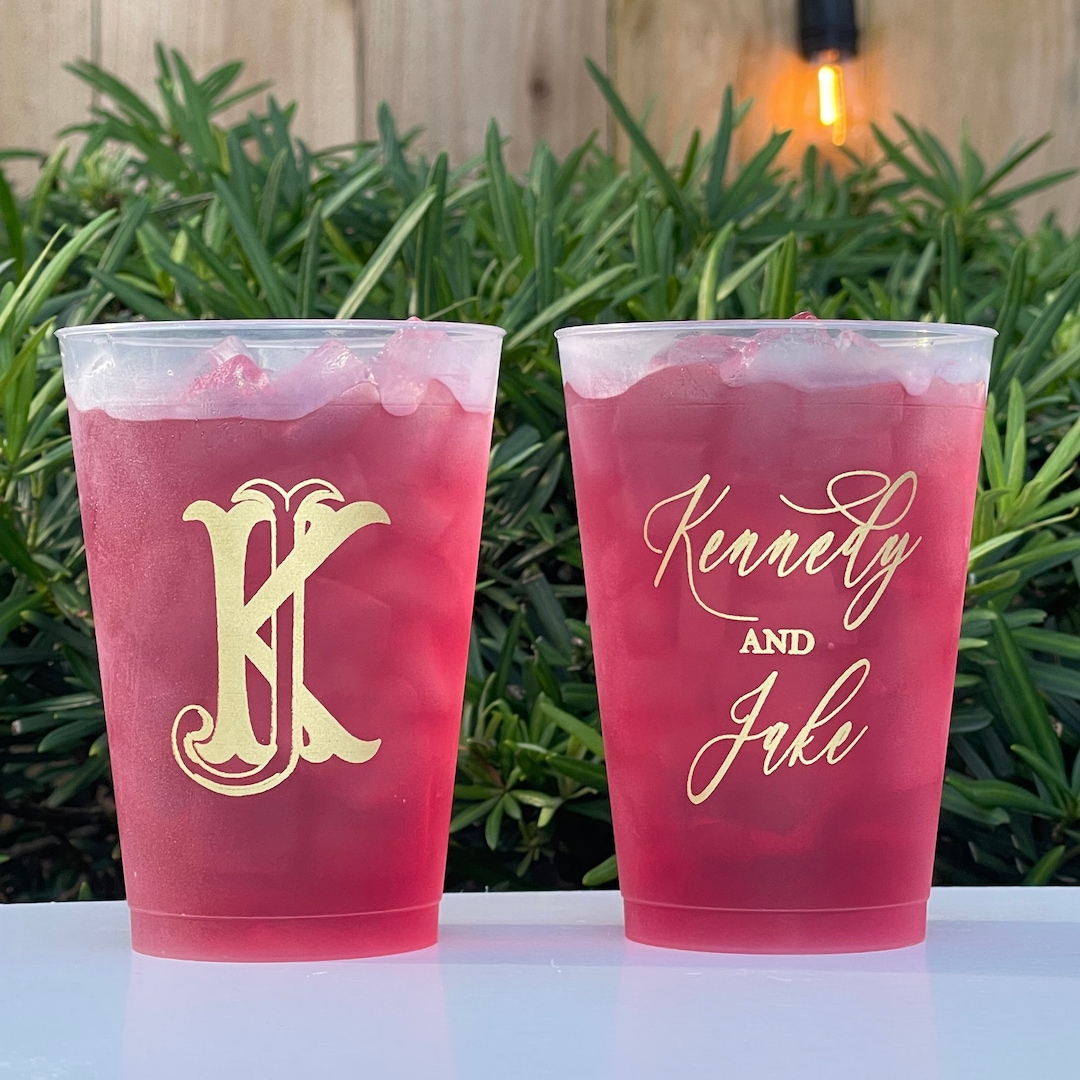 Your Logo Gold Foil Printed Frosted Cups 12oz Custom Wedding Reception ...