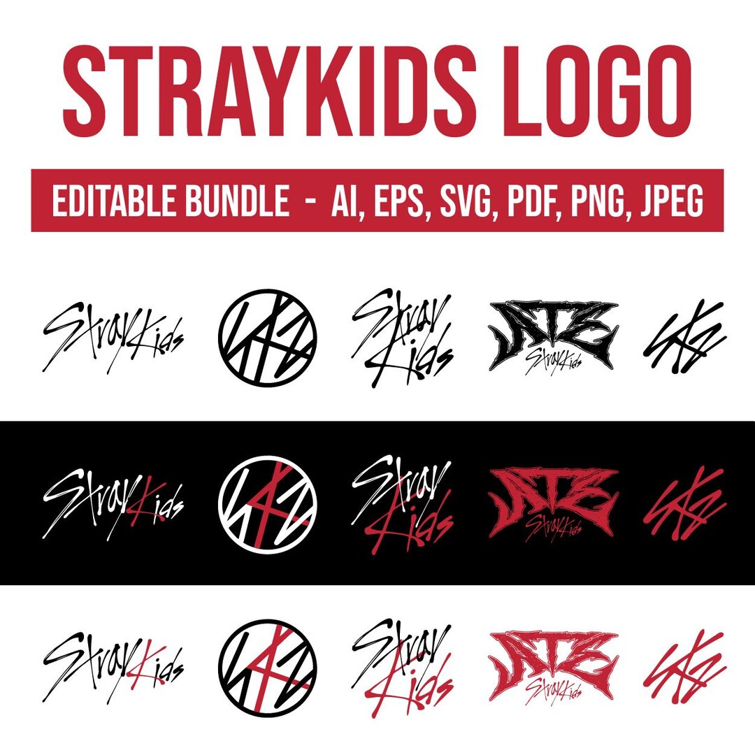 Stray Kids Logo SVG Bundle | Kpop Stray Kids Logos | Editable AI, EPS ...