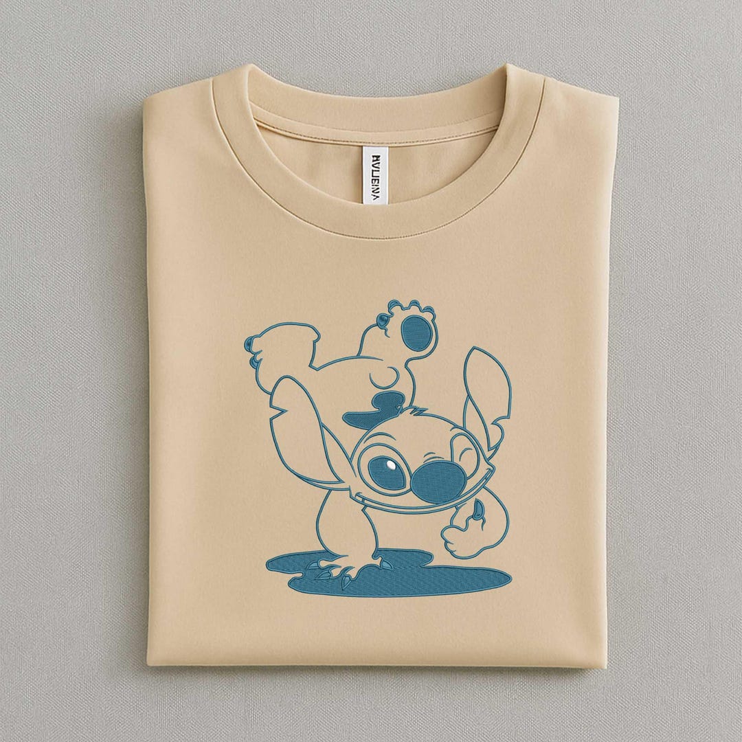 Stitch Cartoon Embroidery Design, Playful Outline (PES DST Files) - Etsy