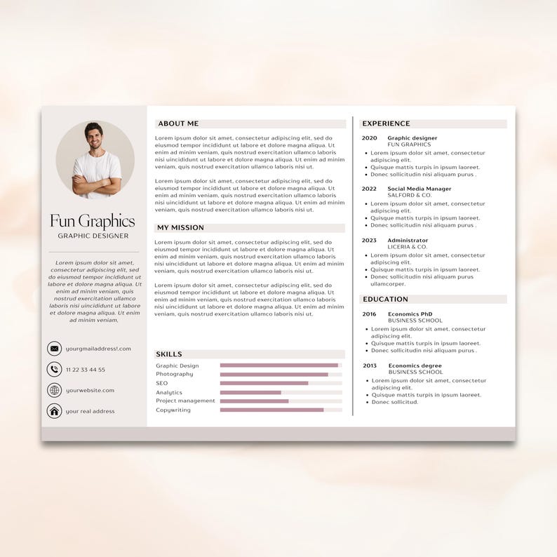 Modern Landscape Resume Template: Professional CV Design (instant ...