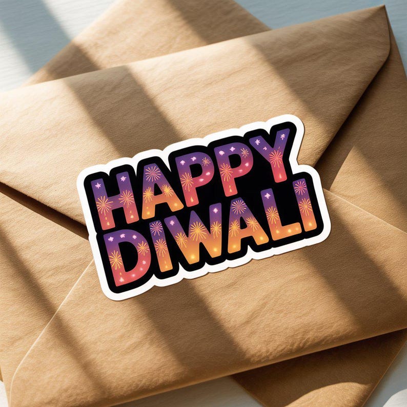 Happy Diwali Greeting Stickers | Pack of 12 Stickers | Festive Vinyl ...