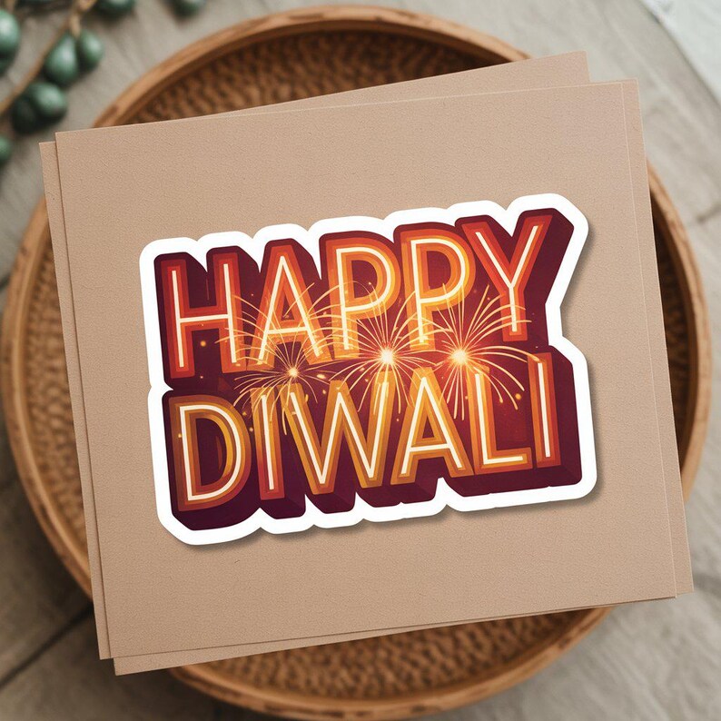Happy Diwali Greeting Stickers | Pack of 12 Stickers | Festive Vinyl ...
