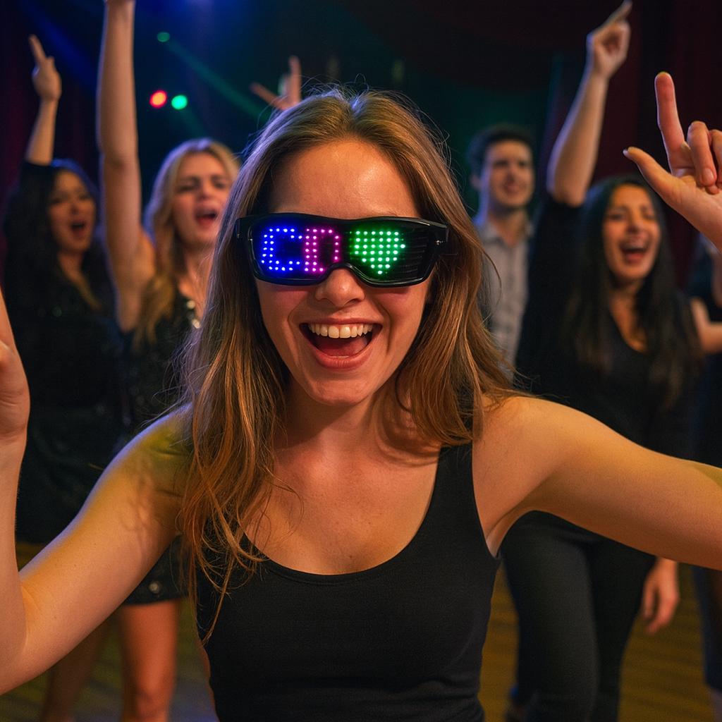 App-controlled LED Rave Glasses | Custom Text, USB Rechargeable - Etsy