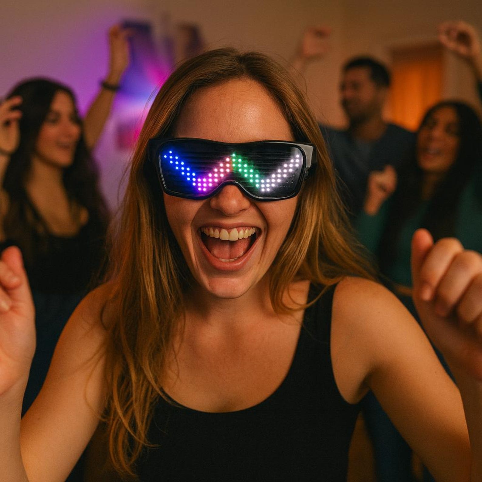 App-controlled LED Rave Glasses | Custom Text, USB Rechargeable - Etsy