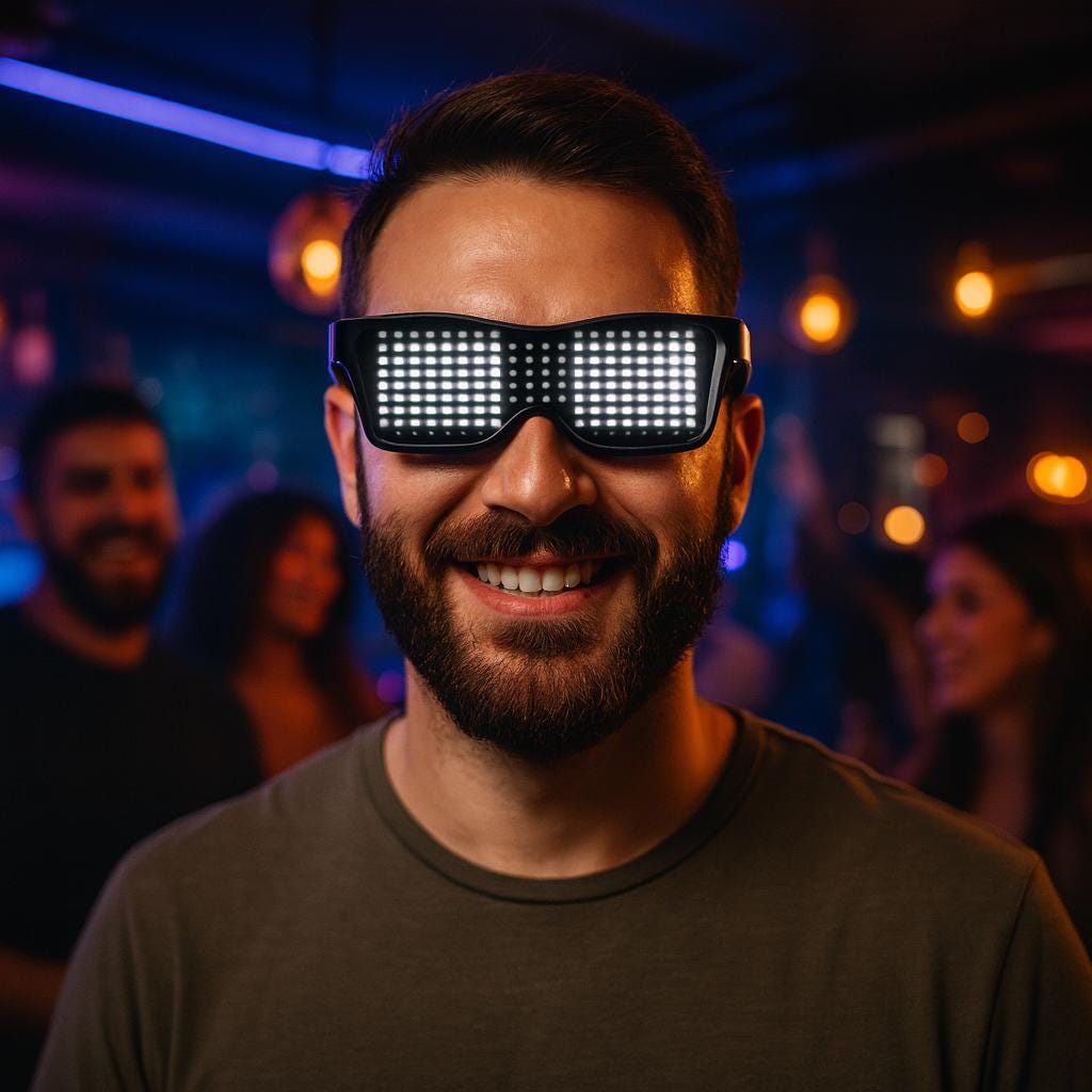 App-controlled LED Rave Glasses | Custom Text, USB Rechargeable - Etsy