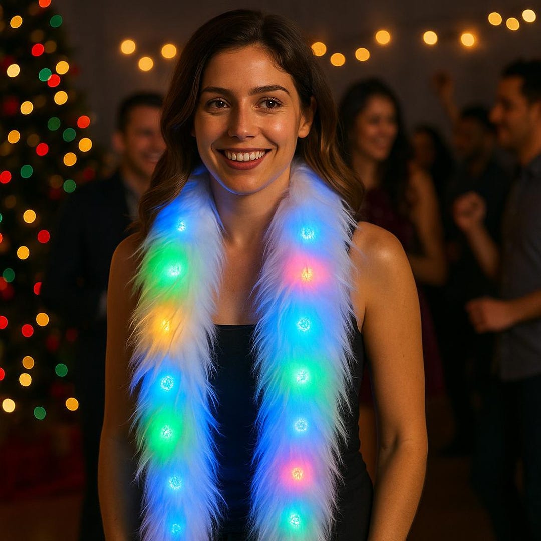Rave Faux-fur Scarf – Rave Disco Party Light-up Wrap - Etsy