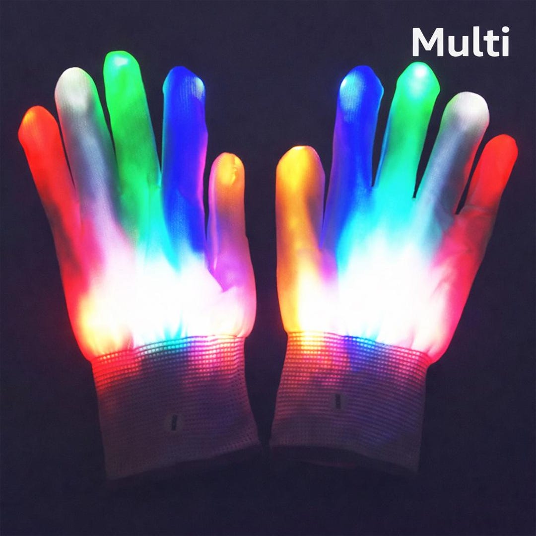 LED Rave Skull Finger Gloves – Light up Skeleton Gloves for Rave Party ...