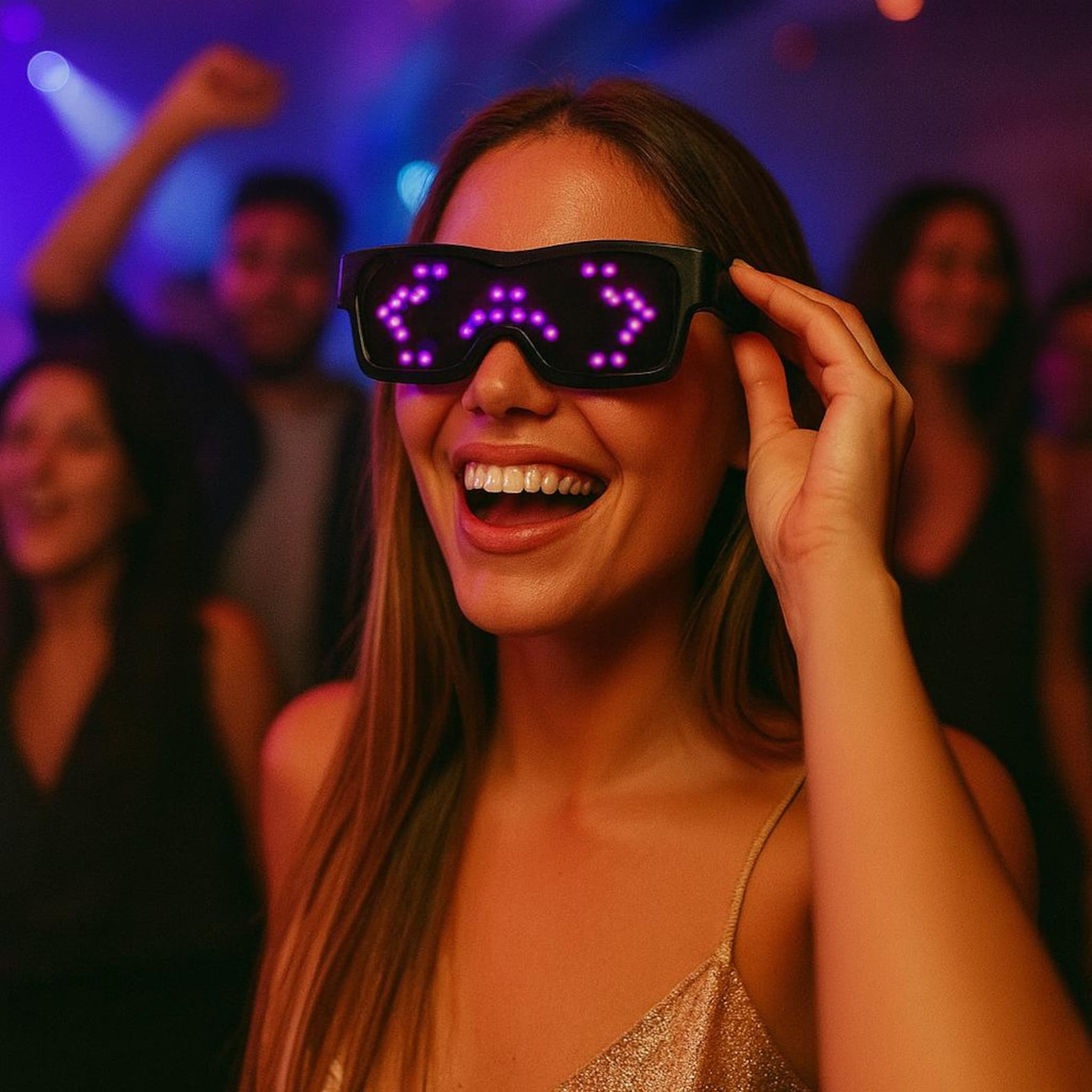 App-controlled LED Rave Glasses | Custom Text, USB Rechargeable - Etsy