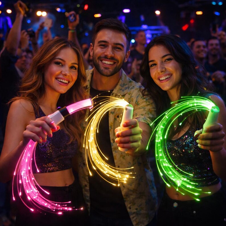 LED Rave Fiber Optic Whip Light 360 Degree Swivel Super Bright Rave ...