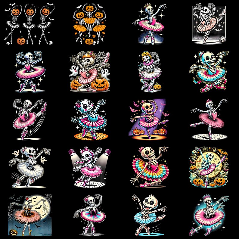 Ballet Pumpkin Skeleton PNG, Scary Halloween Clipart for Men Women Boys ...