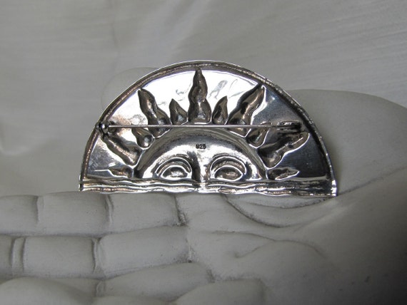 Rising Sun Brooch, 925, Large Unique, Vintage - Gem