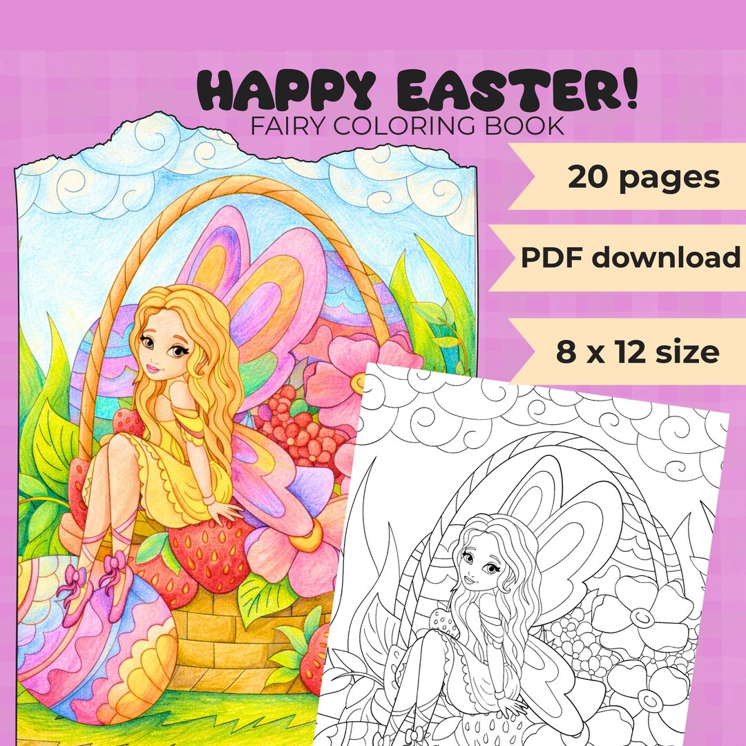 Easter Fairy Coloring Pages – Printable Happy Easter PDF Sheets for ...
