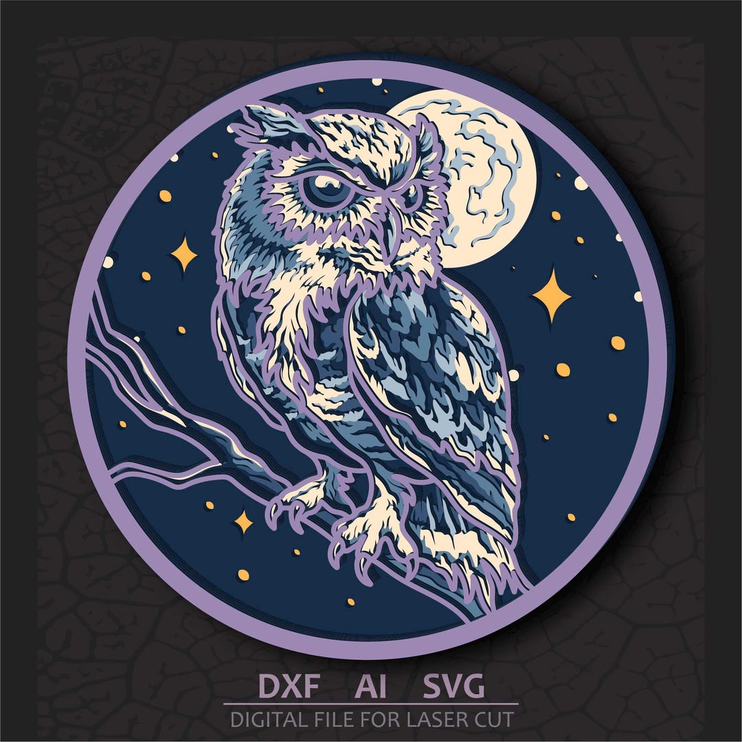 Owl Multilayer Laser Cut, 3D Layered SVG, Cricut Wall Decor, Shadow Box ...