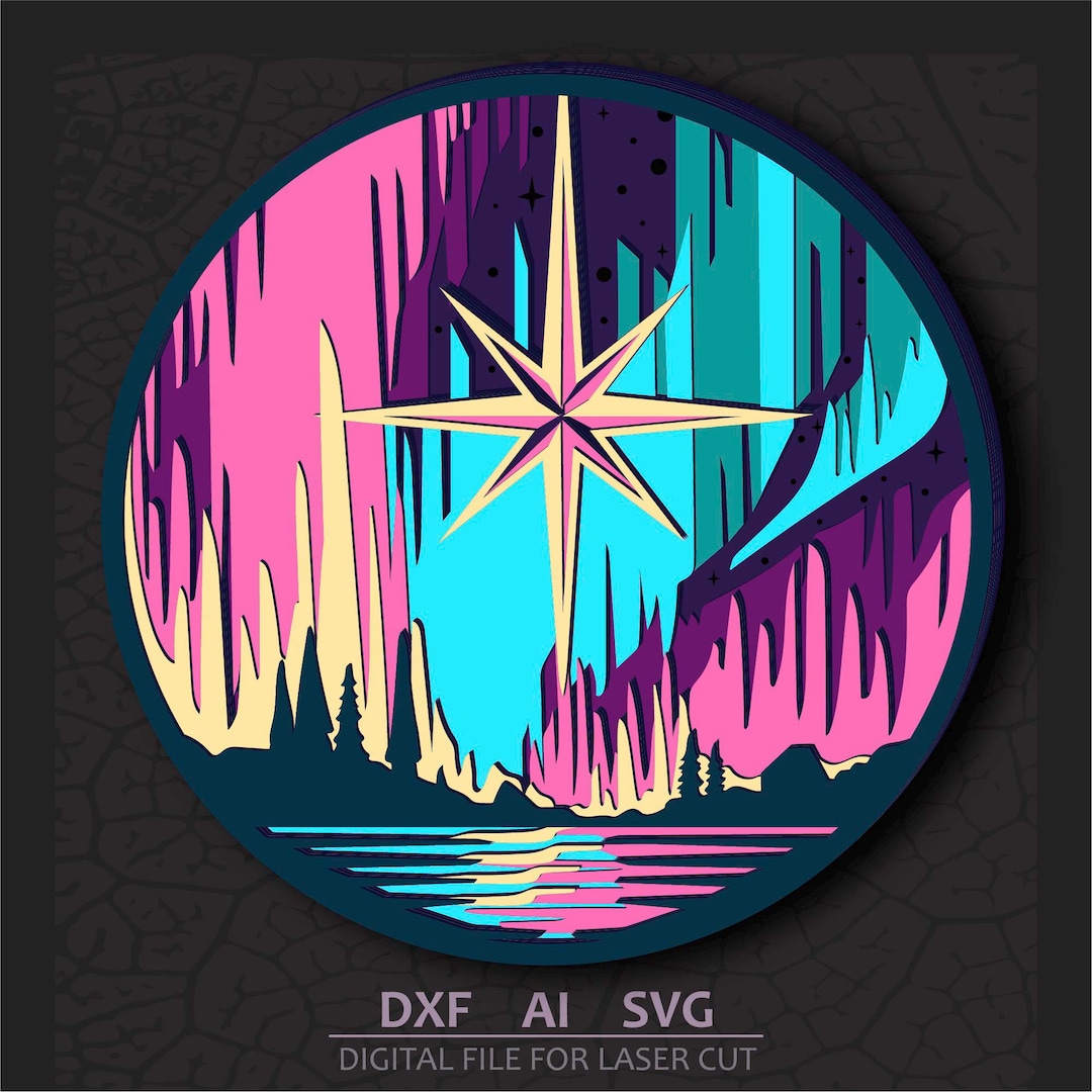 Northern Lights Multilayer Laser Cut, 3D Layered SVG, Cricut Wall Decor ...
