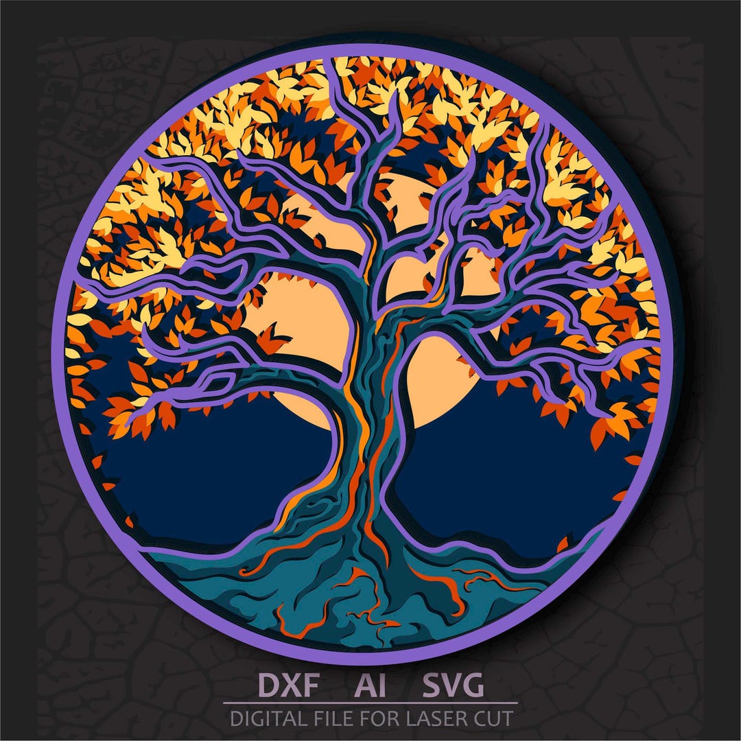 Tree of Life Multilayer Laser Cut, 3D Layered SVG, Cricut Wall Decor ...