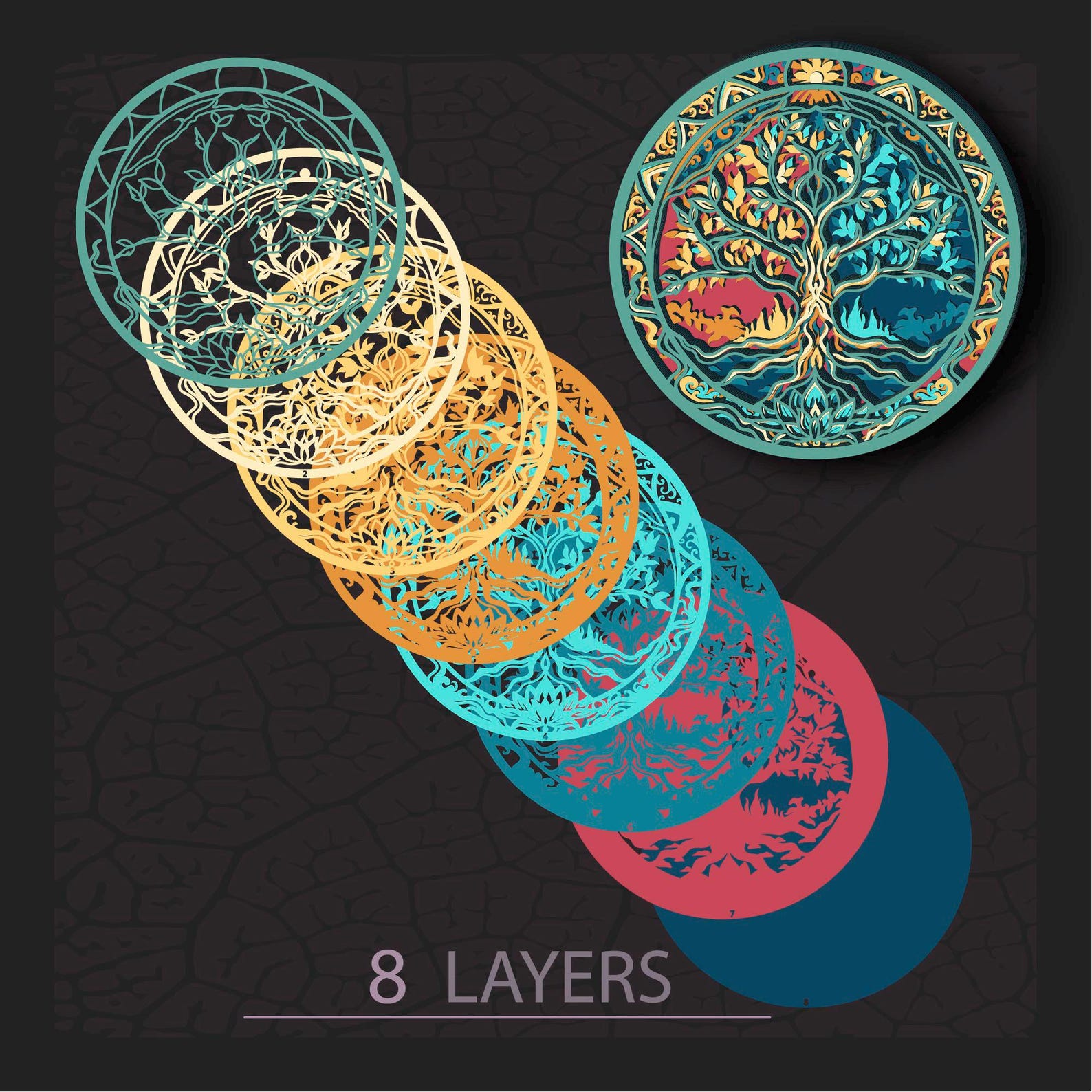 Tree of Life Multilayer Laser Cut, 3D Layered SVG, Cricut Wall Decor ...
