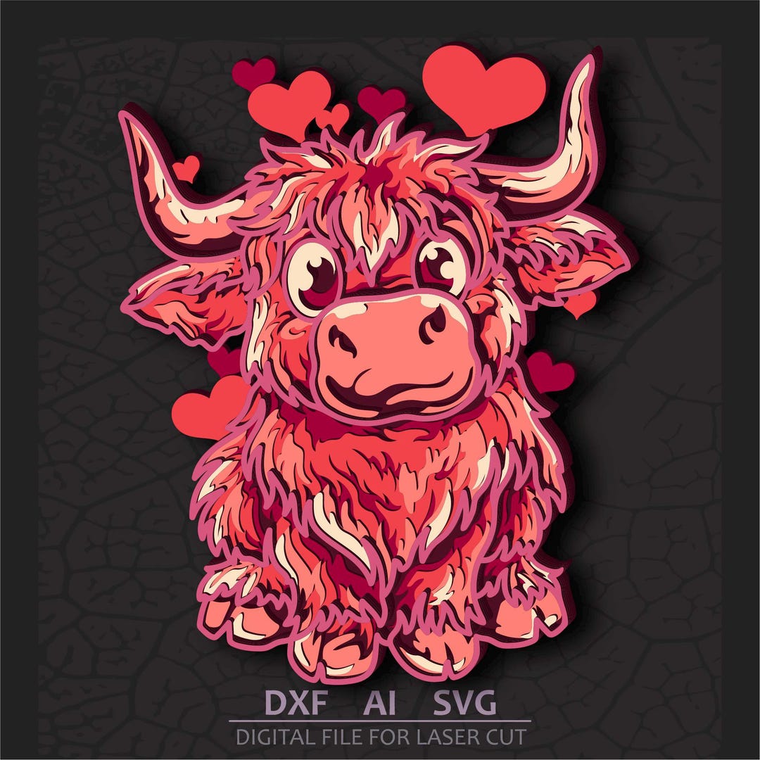 Highland Cow Multilayer Laser Cut, 3D Layered SVG, Cricut Wall Decor ...