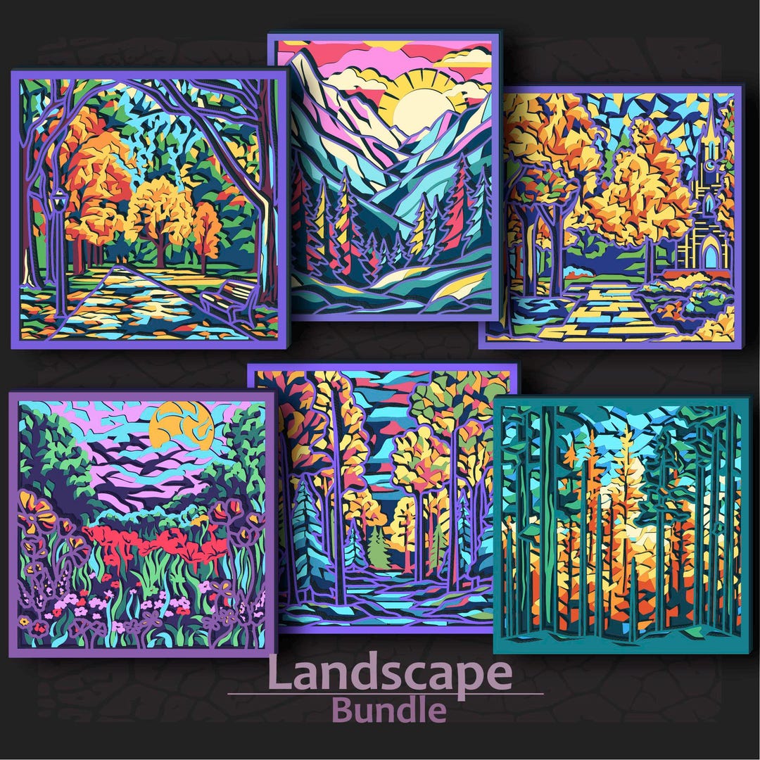Bundle Landscape Multilayer Laser Cut, 3D Layered SVG, Cricut Wall ...