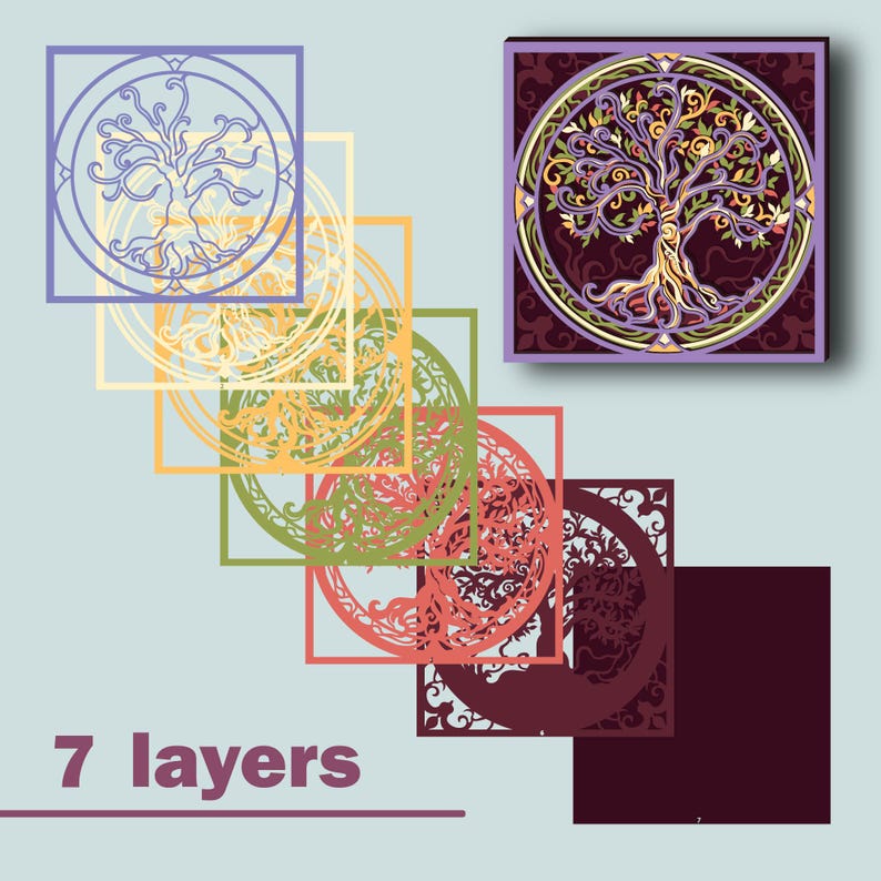 Tree of Life Multilayer Laser Cut, 3D Layered SVG, Cricut Wall Decor ...