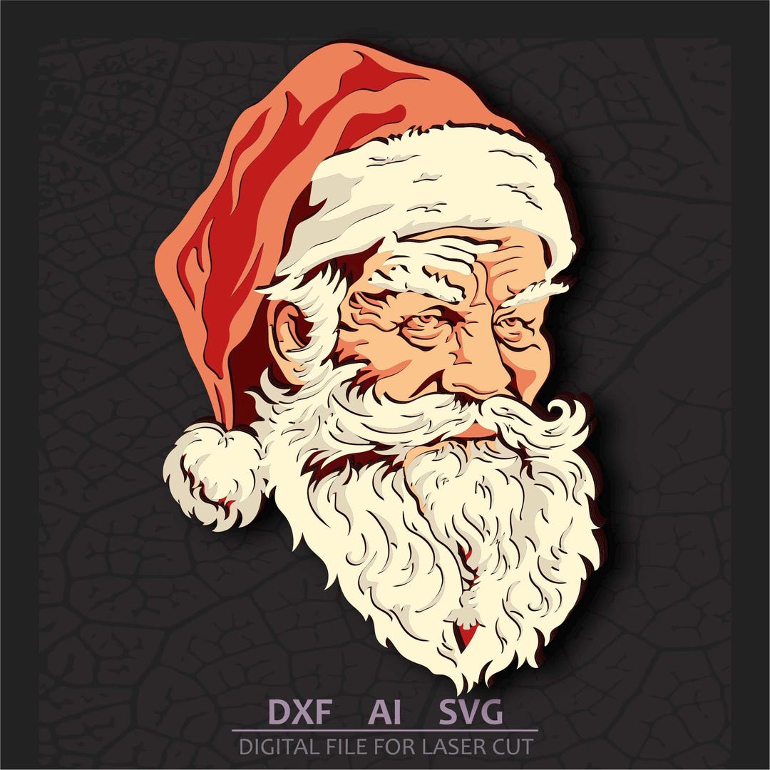 Santa Multilayer Laser Cut, 3D Layered SVG, Cricut Wall Decor, Shadow ...