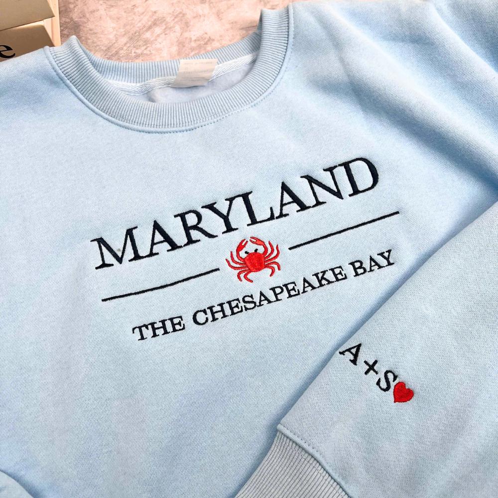 Maryland Embroidered Crewneck, Maryland State Sweatshirt, Chesapeake ...