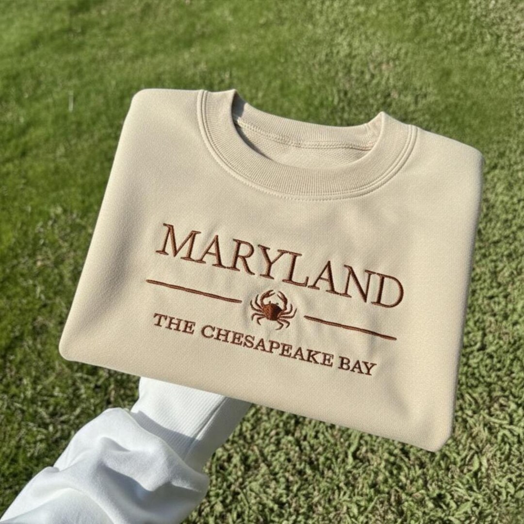 Maryland Embroidered Crewneck, Maryland State Sweatshirt, Chesapeake ...