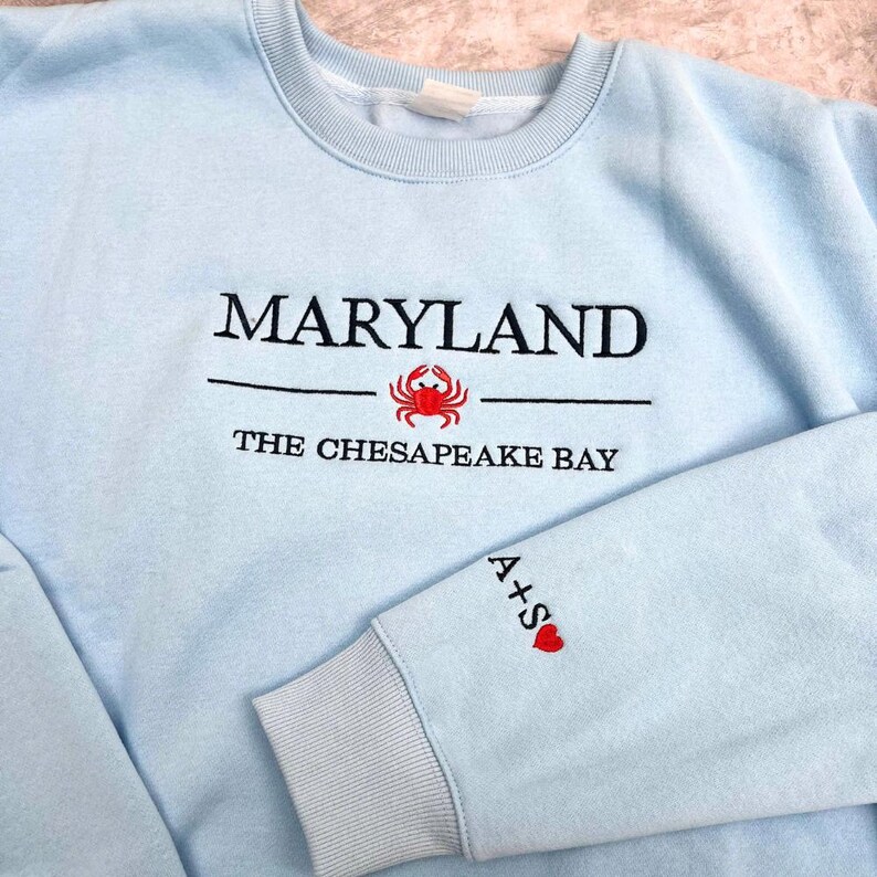 Maryland Embroidered Crewneck, Maryland State Sweatshirt, Chesapeake ...