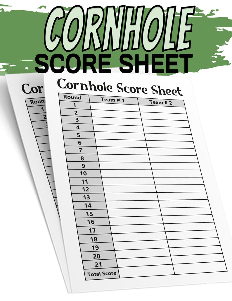Cornhole Score Sheet Template Printable Cornhole Score Sheet Cornhole