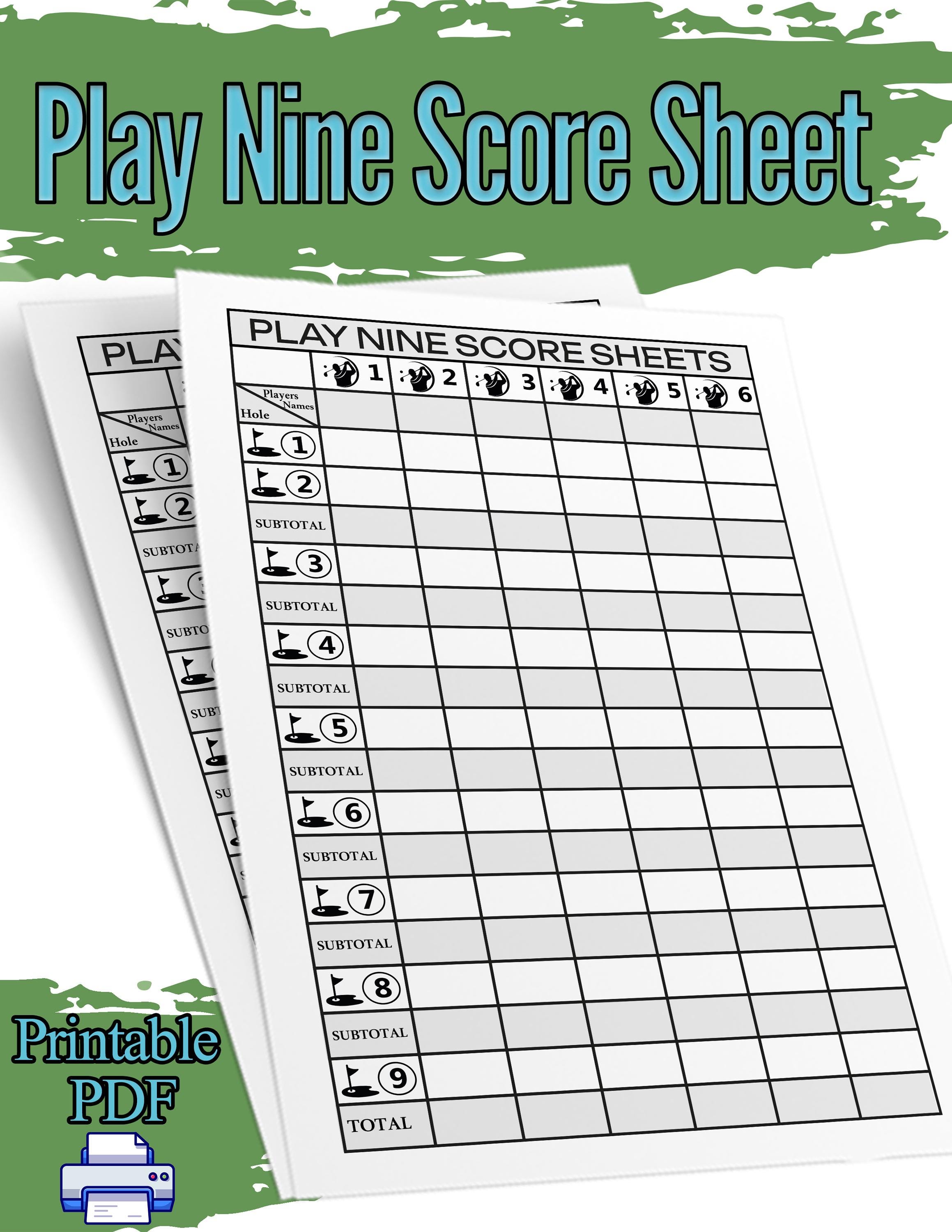 Play Nine Score Sheet Template, Printable Play 9 Score Sheet, Golf Card ...