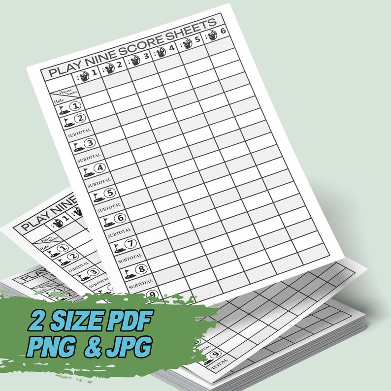 Play Nine Score Sheet Template, Printable Play 9 Score Sheet, Golf Card ...