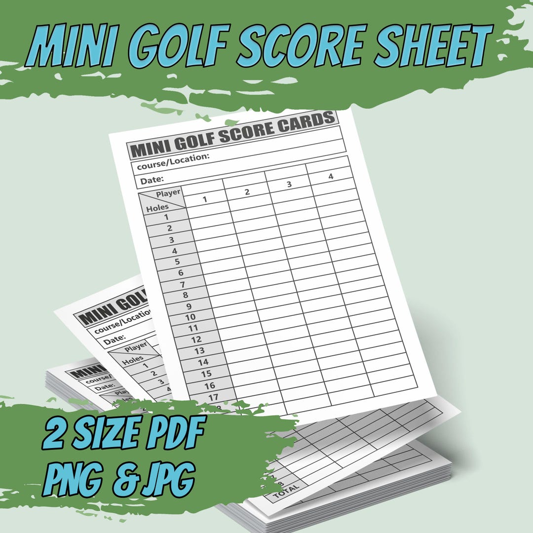 Printable Mini Golf Score Card, Mini Golf Putt Putt Party Score Sheet ...