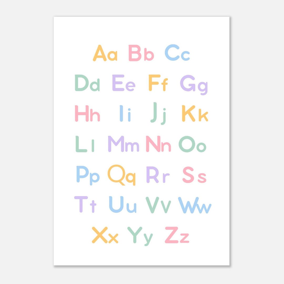 Pastel ABC Poster | Nursery Decor | Kids Alphabet Print (sizes A4, A3 ...