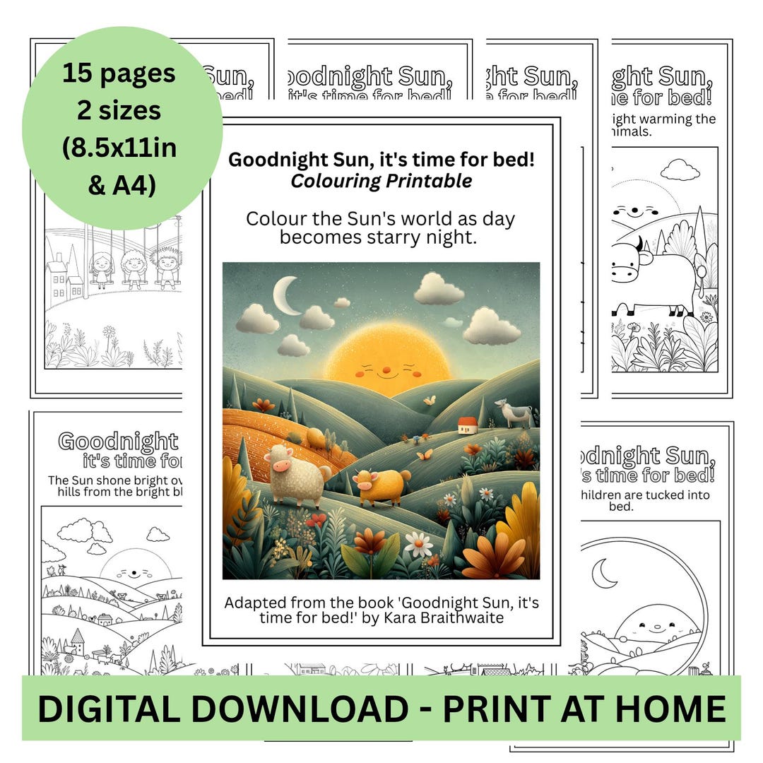 Goodnight Sun Coloring Pages for Toddlers (digital Download) - Etsy
