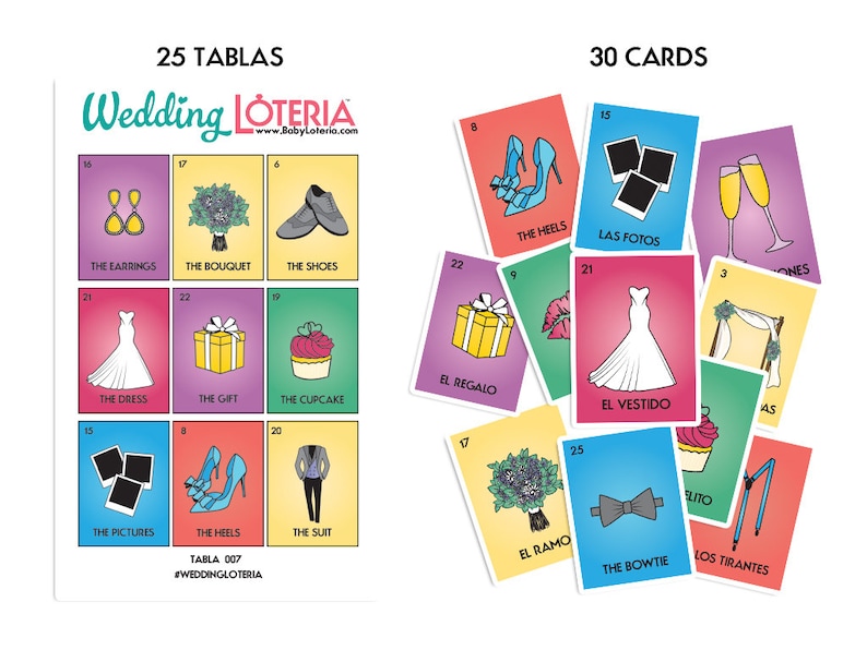 Wedding Loteria - English Original (30 Calling Cards + 25 Tablas) - Etsy