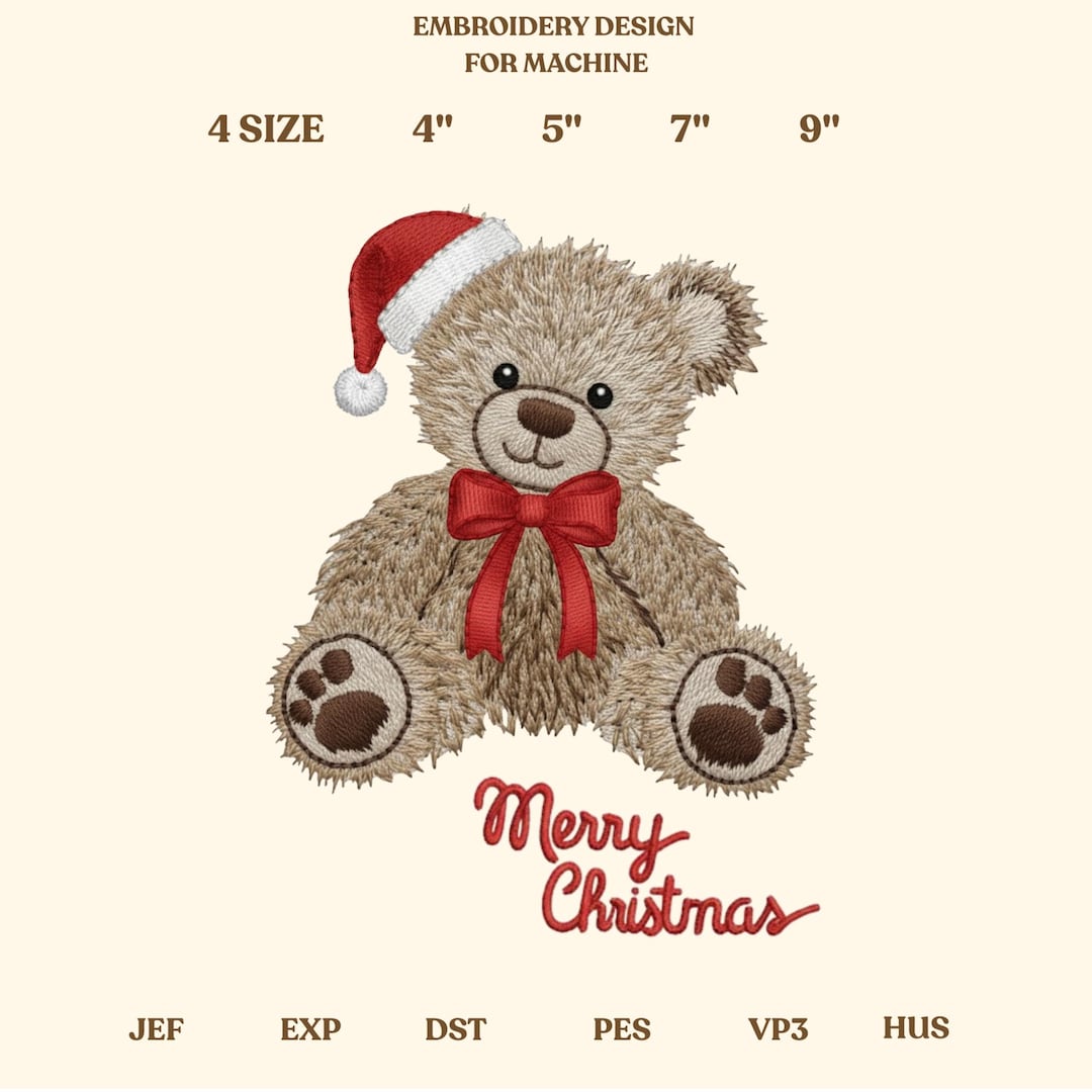 Diseños de bordado de ositos navideños, Diseño de bordado de osito de ...