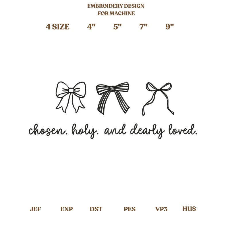 Christian Bow Embroidery Design: Chosen Holy Loved (digital File) - Etsy