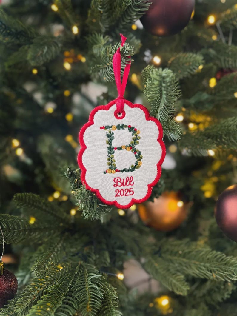Oval In-the-hoop Appliqué Pink Ornament Set, Christmas Appliqué Tag ...