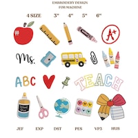 School Minis Machine Embroidery Design Set- Instant Download - Etsy