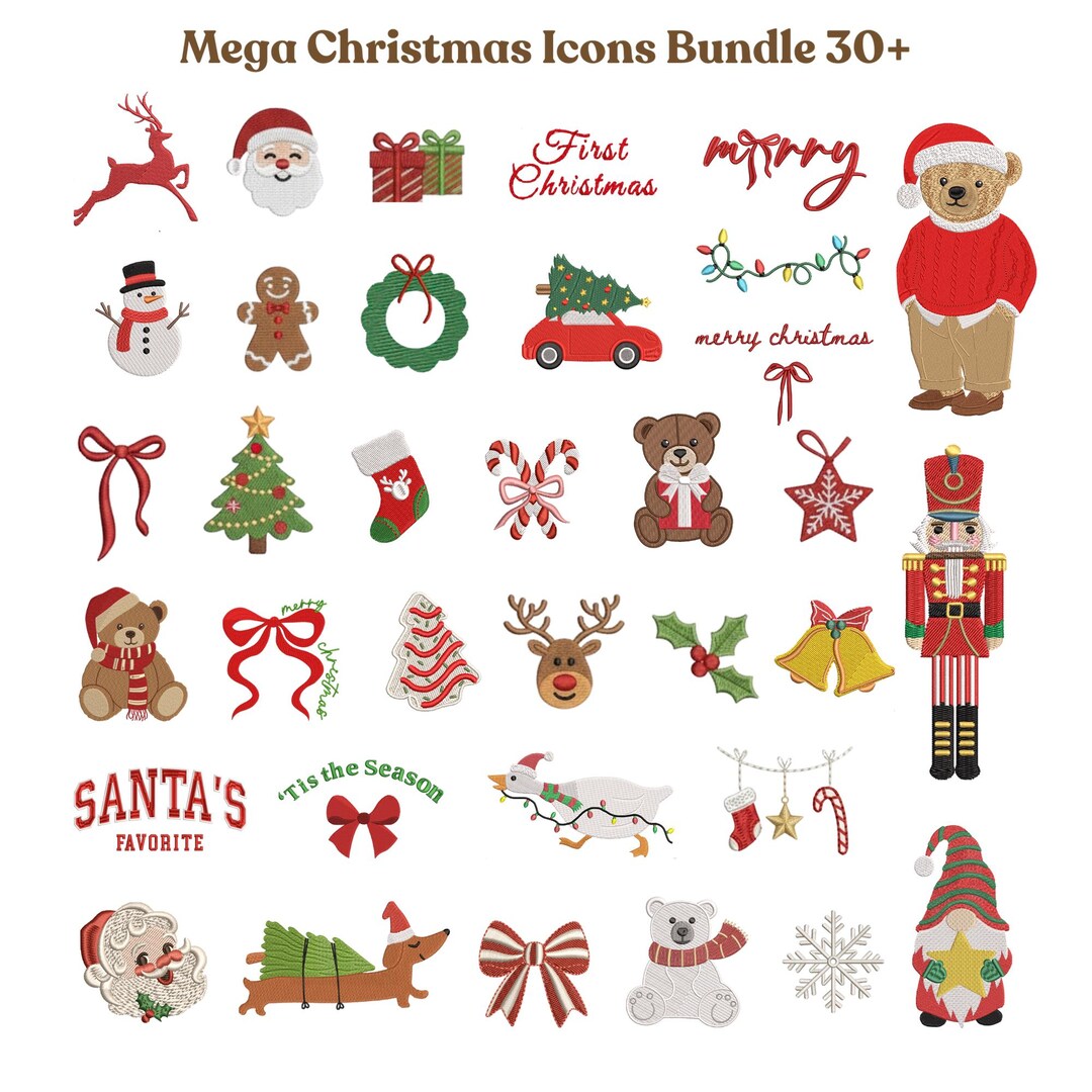 Mega Mini Christmas Embroidery, 30+ Mini Design Christmas Machine ...
