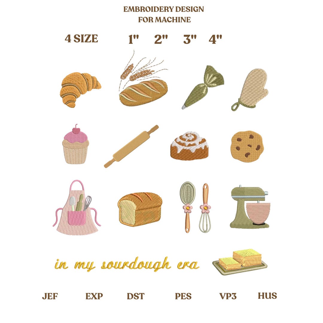 Mini Baking Embroidery Bundle. Adorable Baking Embroidery for Cozy ...
