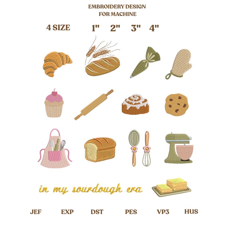 Mini Baking Embroidery Bundle. Adorable Baking Embroidery for Cozy ...
