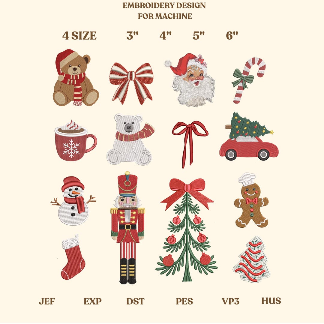 Set Mini Christmas Embroidery, 14 Mini Design Christmas Machine ...