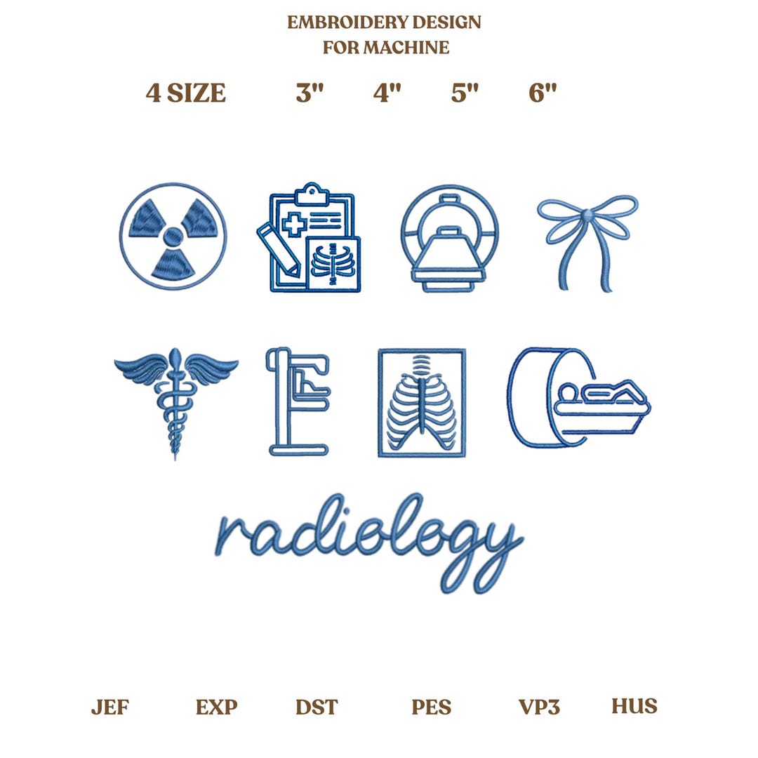 Radiology Medical Icons Embroidery Design, X-ray Tech File (digital ...