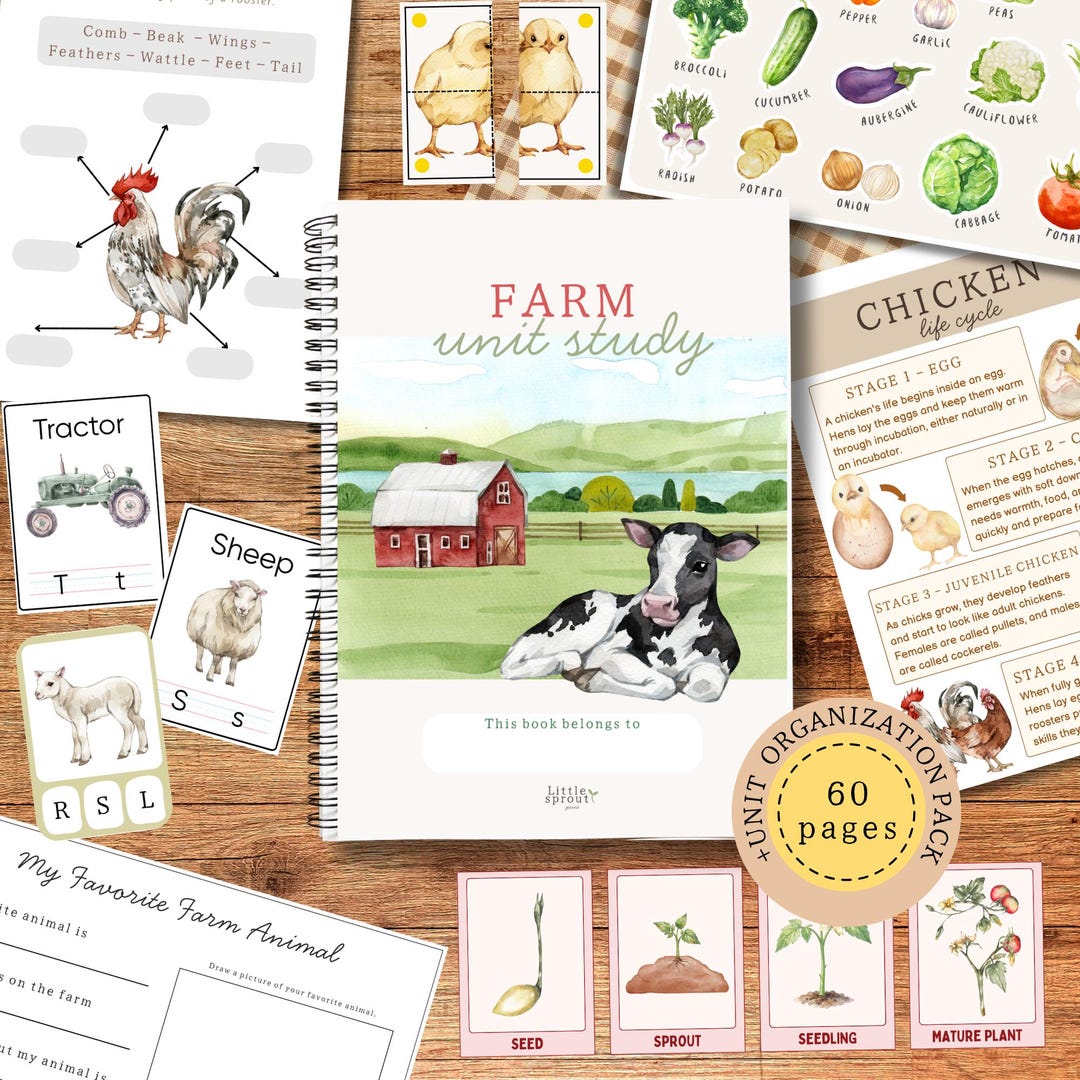 Farm Unit Study Printable Busy Book | Farm Animals Activities for ...