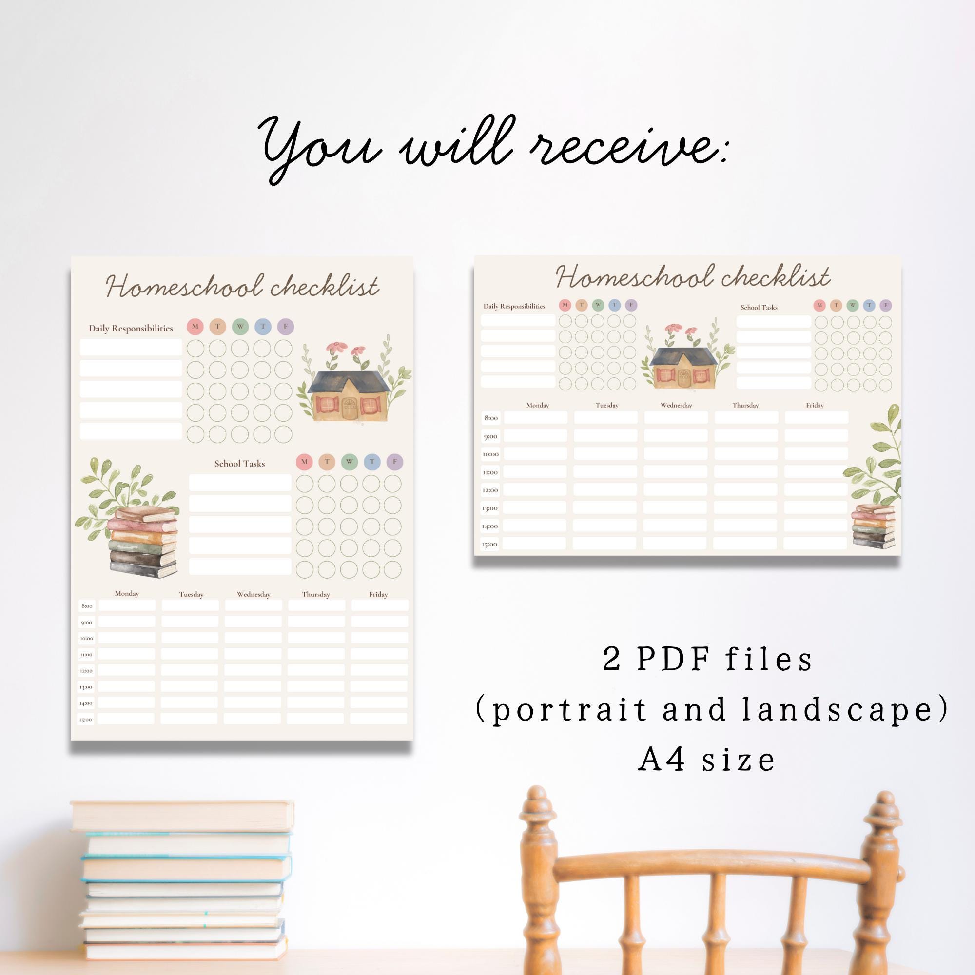 Homeschool Daily Checklist & Weekly Schedule: Printable Planner ...