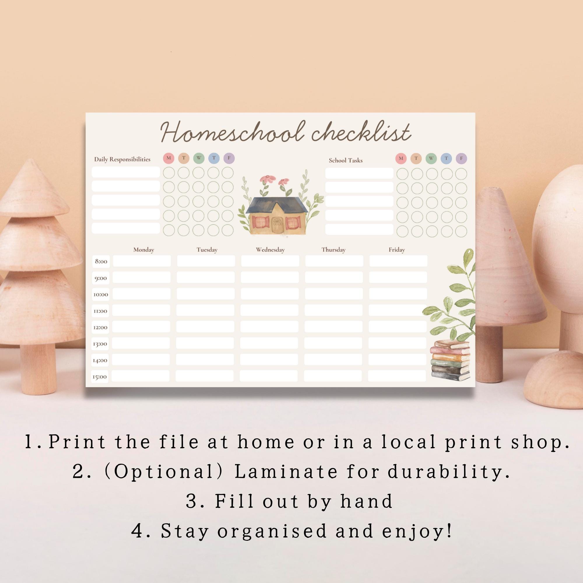 Homeschool Daily Checklist & Weekly Schedule: Printable Planner ...