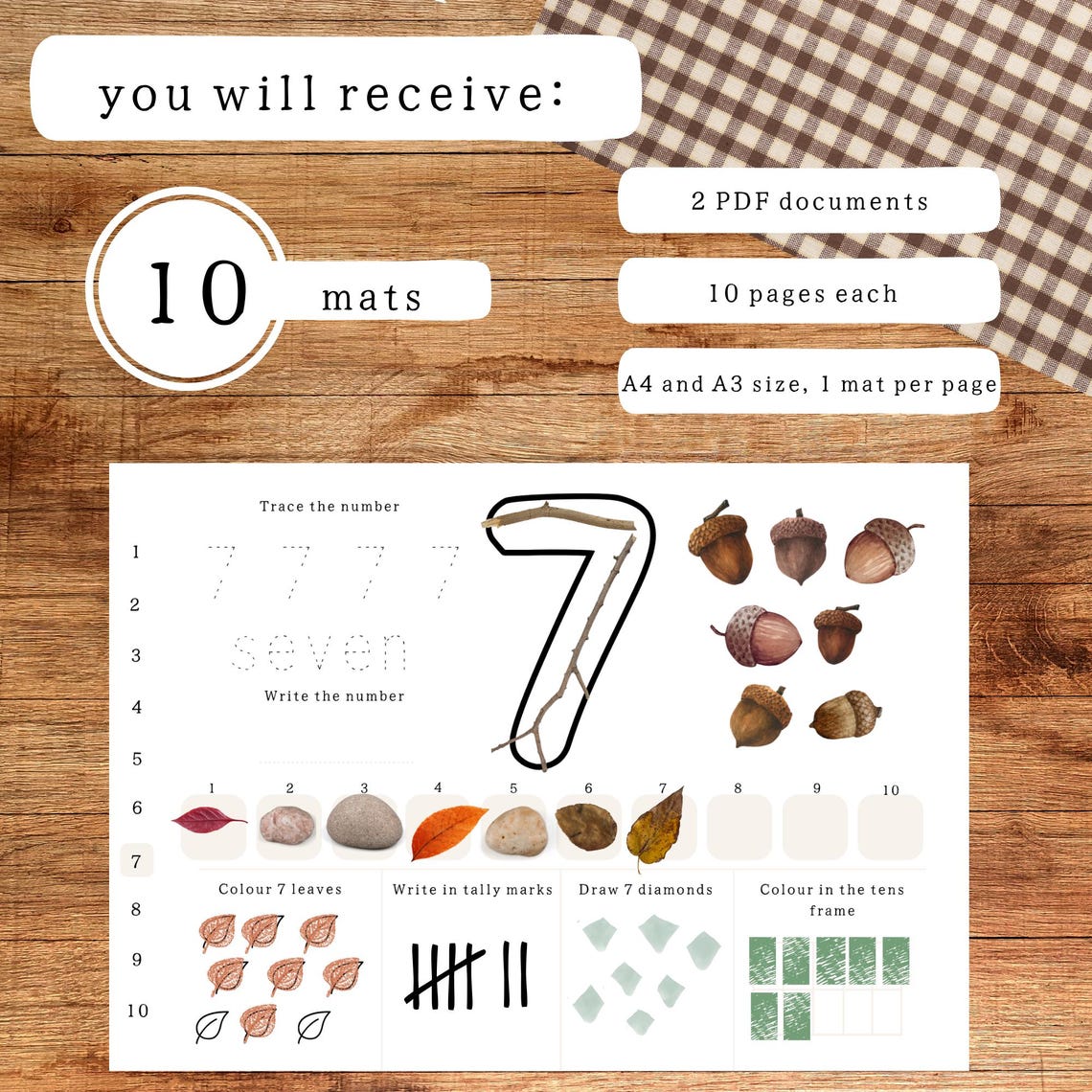 Nature Number Mats 1–10 Printable | Montessori Math | Waldorf Preschool ...