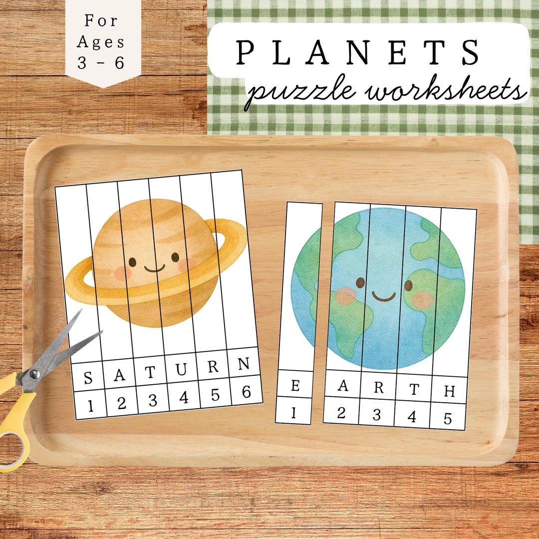 Solar System Printable for Kids Planets Puzzle Worksheet PDF Space ...
